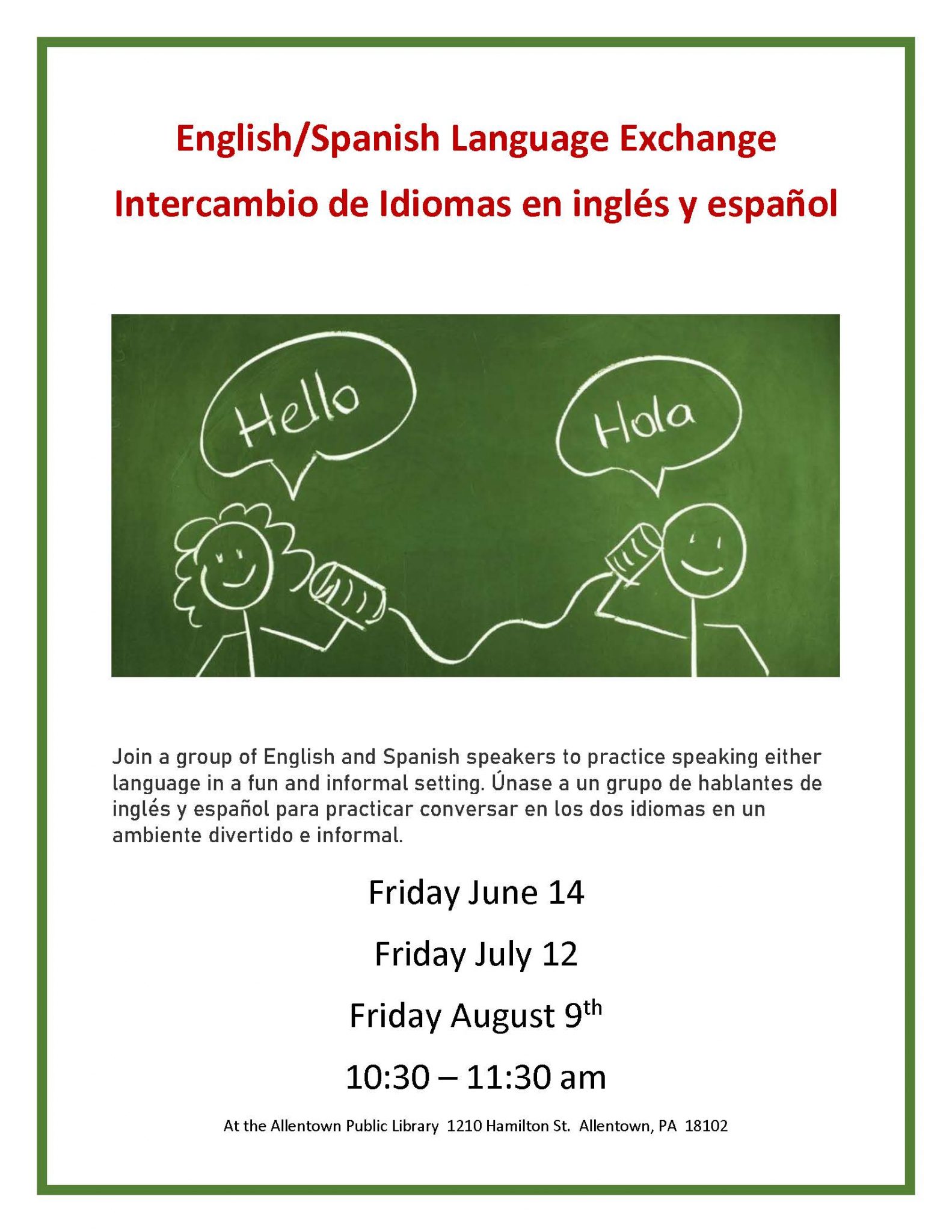 English/Spanish Language Exchange – Allentown Public Library